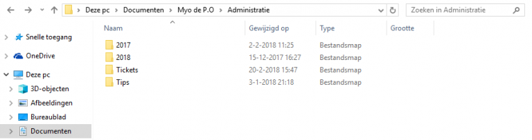 Digitale mappenstructuur – Myo de P.O.